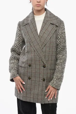 Stella McCartney Blazer Doppiopetto BLAYNEY Motivo Plaid con Maniche in Maglia Stella McCartney