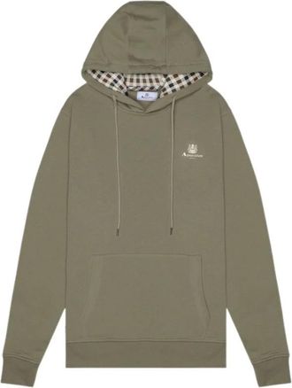 Aquascutum Homme, Sweatshirts et sweats &agrave; capuche, Vert, Taille: 2XL Club Check Lined Pullover Sweat &agrave; capuche