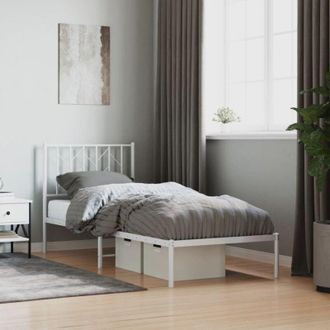 vidaXL Bettgestell mit Kopfteil Metall Wei&szlig; 80x200 cm Vidaxl
