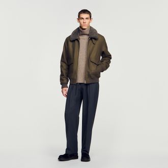 Sandro Wollblouson mit abnehmbarem Kragen