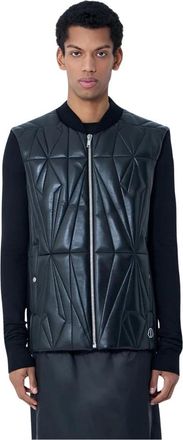 Moncler Homme, Vestes, Noir, Taille: M Geocamo Flight Leather Hooded Gilet