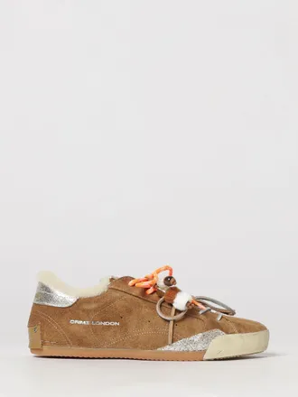 Crime London Niedrige Sneakerina-Sneaker aus Leder und Veloursleder mit Shearling-Futter