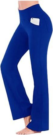 Generic Pantalon habillé bootcut pour femme, legging daffaires, pantalon habillé extensible, contrôle du ventre avec poches, bleu clair, 4XL