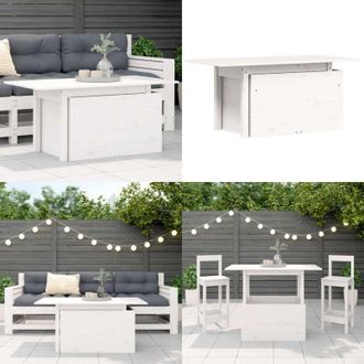 vidaXL Gartentisch Wei&szlig; 100x50x75 cm Massivholz Kiefer - Gartentisch - Kiefernholz - Holzm&ouml;bel - Terrassenm&ouml;bel - Gartenm&ouml;belset - Home & Living