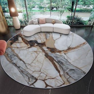 Generic Rond Tapis De Chambre &Agrave; Coucher D&eacute;coration Lavable, Abstrait Fissures Rayures Imprim&eacute;, Interieur Antid&eacute;rapant Douce Salon Tapis Rond DEntr&eacute;e (180 cm, 
