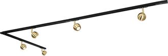 QAZQA Modern Modernes 1-Phasen-Schienensystem Komplettset I Spotlight I Deckenspot I Deckenstrahler I Strahler 5-flammig schwarz mit Gold I Messing - Gissi 