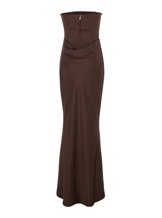 Rotate Womens Long Sleeveless Dress Brown Polyester