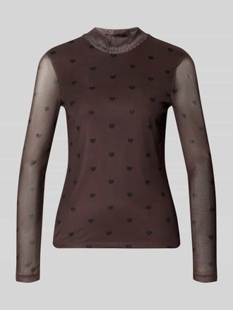 Only Slim Fit Langarmshirt mit Allover-Muster Modell ERICA