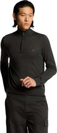 Lyle & Scott Pullover f&uuml;r Herren, mit kurzem Rei&szlig;verschluss, Merinowolle (Grau)