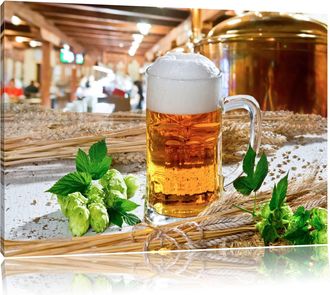 Pixxprint Deutsches frisches Bier, Größe: 100x70cm, Leinwandbild, fertig gespannt, Wandbild, Dekoration, Kunstdruck, kein Poster