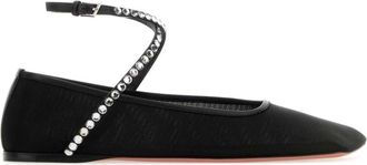 Amina Muaddi Femme, Chaussures, Noir, Taille: 36 EU Ane Mesh Crystal Flat