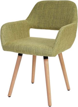 Hhg Chaise de salle &agrave; manger Altena ii, fauteuil, design r&eacute;tro des ann&eacute;es 50, tissu, vert clair
