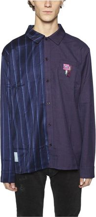 Daily Paper Clothing Homme, Chemises, Bleu, Taille: S Chemise Boutonn&eacute;e Asym&eacute;trique &agrave; Carreaux et Rayures