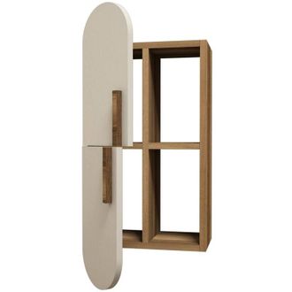 Dmora Regal Nesat, Gestell, Wandregal, Mehrzweckregale, 35x22 h60 cm, Walnuss und Creme - Dmora