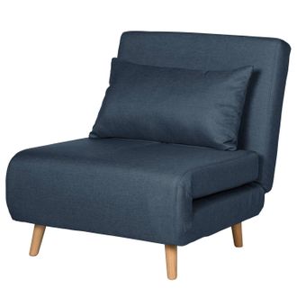 M&oslash;rteens home24 Schlafsessel Blau/Jeansblau Webstoff Nims Buche Hell 77 x 81 x 90cm