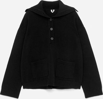 Arket Pullover Mit Hohem Kragen -Schwarz