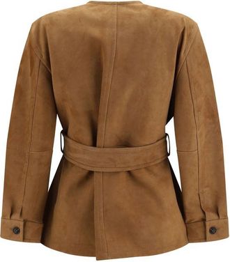 Max Mara Womens Brown Lamb Leather Jacket Clothing