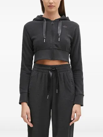 adidas hoodie crop à fermeture zippée - Gris