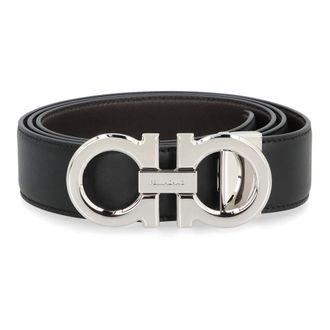 Ferragamo Homme, Accessoires, Noir, Taille: 105 CM Ceinture en cuir réversible avec boucle Gancini