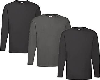 Fruit Of The Loom Fruit of The Loom T-Shirt &agrave; Manches Longues Valueweight pour Homme, 2 Noirs + 1 Graphite + 1 Bloc-Notes Hlkauf, XXL