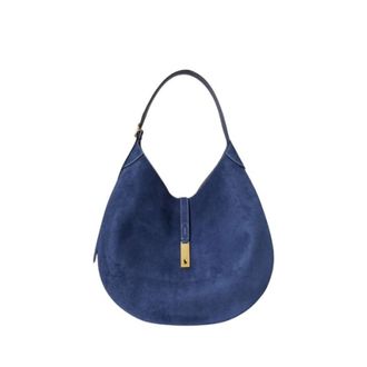 Polo Ralph Lauren Reiterstil Wildleder Umh&auml;ngetasche - - Bags - Damen - Blau - ONE SIZE