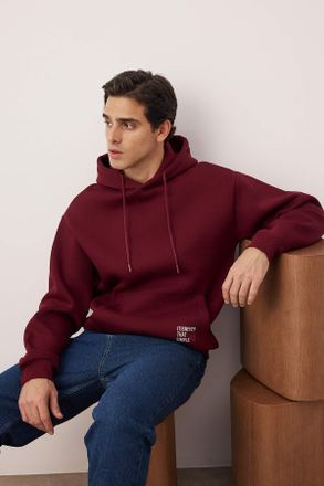 Trendyol MAN Herren Bordeaux Einfarbig Lang Oversize Sweatshirts
