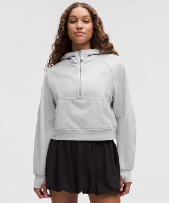 lululemon Sweat &agrave; capuche Scuba Oversized demi-zipp&eacute; pour Femmes - Light Gris - Taille XL/2XL