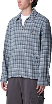A Bathing Ape A Bathing Ape, Homme, Vestes, Bleu, Taille: M Check Zip Shirt