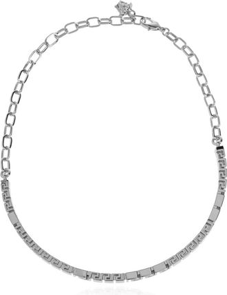 Versace Femme, Accessoires, Gris, Taille: ONE Size Collier Court avec un Motif Grec Caractéristique