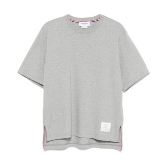 Thom Browne Heather Grey Logo Patch Crew Neck - - Tops - Herren - Grau - L