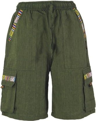 Guru Shop Guru-Boutique, Shorts Ethno Yoga en Goastyle, Olive, Lecoton, Size:S (46), Pantalons