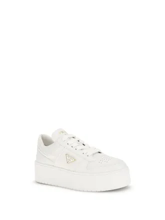 Prada Womens Downtown Bold Sneakers Bianco Lace Up
