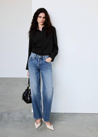 Mango Chemise satin&eacute;e &agrave; fermeture dissimul&eacute;e noir - Femme - XXS - MANGO