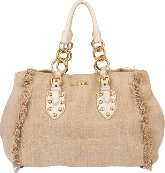 Miu Miu Crossbody Bags - Miu Miu Classic Jute Handbag - Gr. unisize - in Beige - f&uuml;r Damen