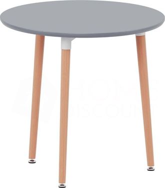 Home Discount Batley 3-Sitzer runder Esstisch, MDF & Massiv Buche, Küchen- und Esszimmermöbel, Grau