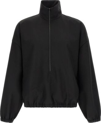 Fear of God Homme, Vestes, Noir, Taille: M Virgin Wool Ripstop Half-Zip SweaT-shirt