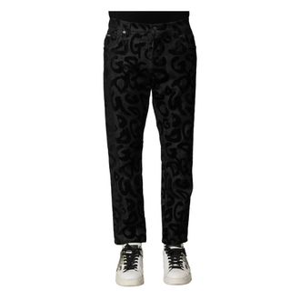 Dolce & Gabbana Graue Baumwoll-DG-Logo-Straight-Denim-Jeans - - Jeans - Herren - Grau - S