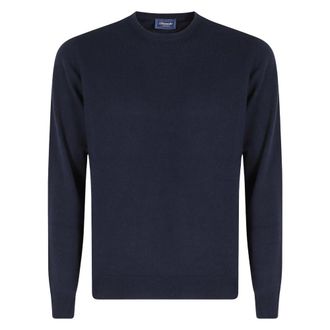 Drumohr Maglia Girocollo Lana Cash Baba - Homme - Pulls - Bleu - Taille: XL