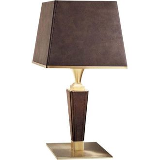 Masiero [NEUWERTIG] Masiero Tischleuchte Lampe Darshan Lederbezug Wohnzimmer Dunkelbraun Gold B-Ware