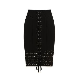 John Richmond Front Lace-Up Midi Skirt - - Skirts - Damen - Schwarzk - XS
