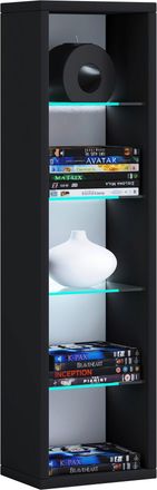 MID.YOU Mid.you Regal, Schwarz, Holzwerkstoff, 4 F&auml;cher, 21x77x14 cm, Wohnzimmer, Regale, B&uuml;cherregale