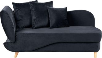 Beliani Chaiselongue Samt schwarz linksseitig mit Stauraum Kissen modern Meri II