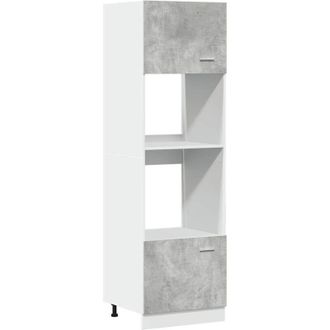 vidaXL Mikrowellenumbauschrank Lyon Betongrau 60x57x207 cm Holzwerkstoff Vidaxl