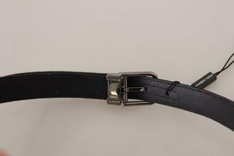 Dolce & Gabbana Cotton Silver Tone Metal Buckle Belt - Black