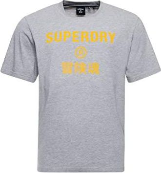 Superdry T- Shirt avec Logo Corporate, Gris marbré, XL Homme