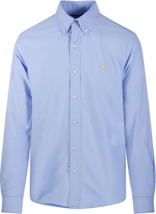 Ralph Lauren Homme, Chemises, Bleu, Taille: L Chemise Oxford Teinte en Pi&egrave;ce Coupe Ajust&eacute;e
