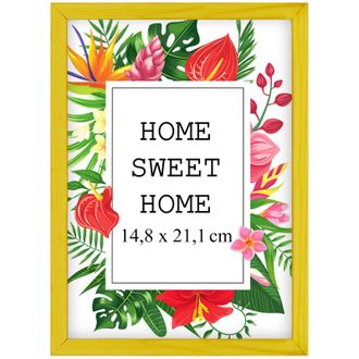 MG Design Gelb Bilderrahmen A5 14,8 x 21,1 cm - Aus echtem Holz mit Acrylglas, zum Aufh&auml;ngen & Aufstellen, f&uuml;r Fotos, Poster & Puzzle