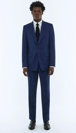 Fursac Costume ajusté en toile à rayures - Taille 44 - Homme