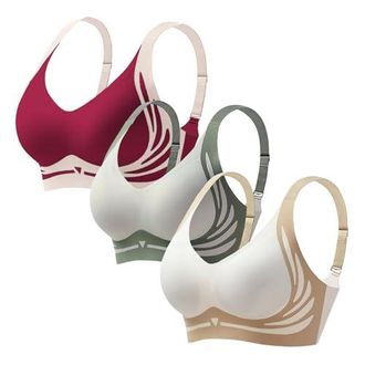 Generic Lot de 3 soutiens-gorge de sport sans couture pour femme - Soutien-gorge de sport doux - Réglable et confortable - Soutien-gorge de sommeil sans armat