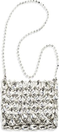 Self Portrait Womens Pouch Crystal Mesh Silver Polyester Shoulder Bags